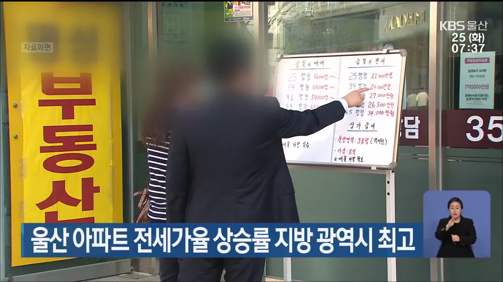 울산 아파트 전세가율 상승률 지방 광역시 최고