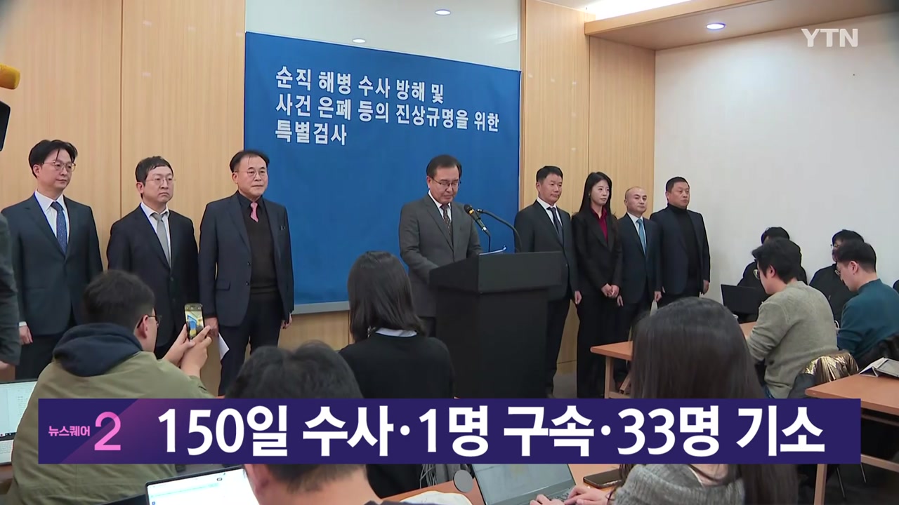 [YTN 실시간뉴스] 채 상병 특검 수사 마무리...150일 수사·1명 구속·33명 기소
