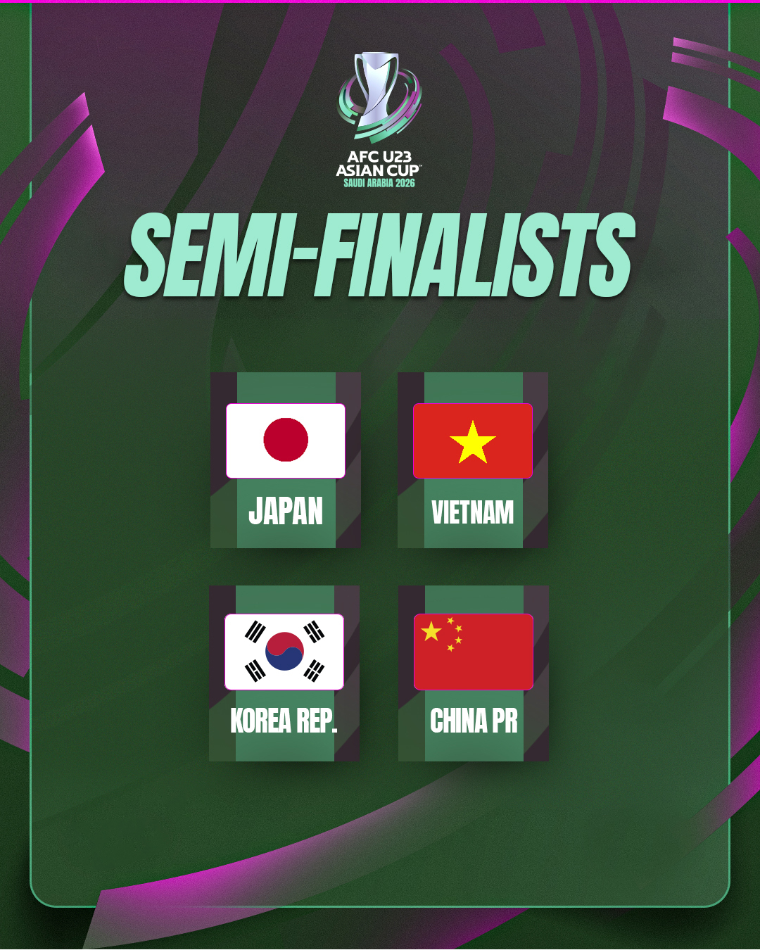 '한·중·일 동반 준결승' U23 아시안컵 사상 첫 '중동팀 없는 4강'