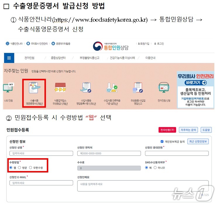 수출위생증명서 간편 출력 가능…"우편수령 시간 1000일 아꼈다"
