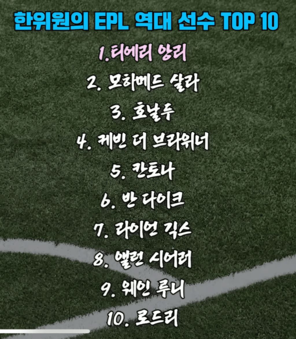 너네 이거 봤어? | [축구] 한준희 선정 EPL 역대 선수 순위 TOP10 - Daum 카페