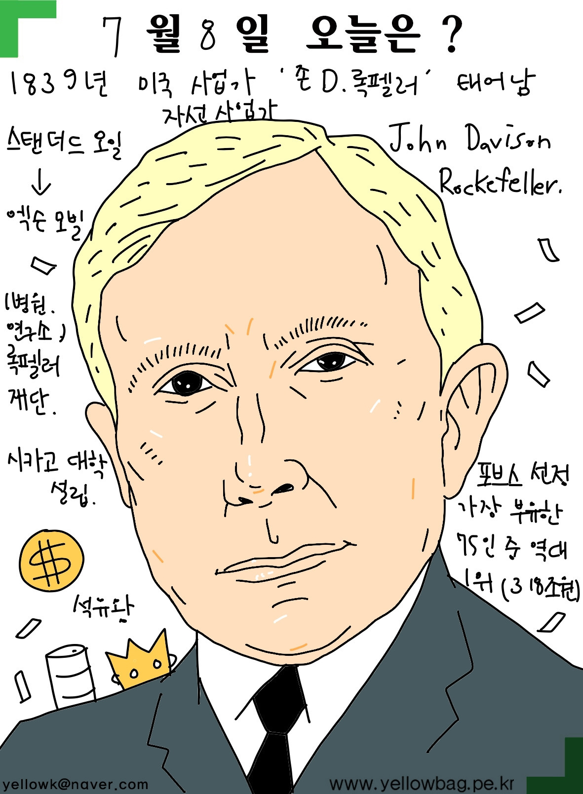7월8일 미국 사업가 존 D록펠러 태어남