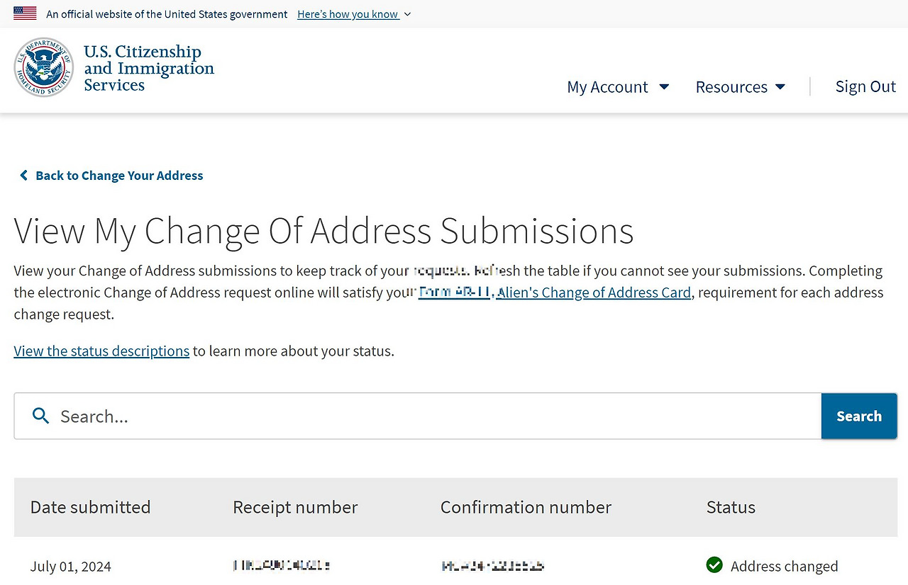 USCIS에 주소 변경 신청하기