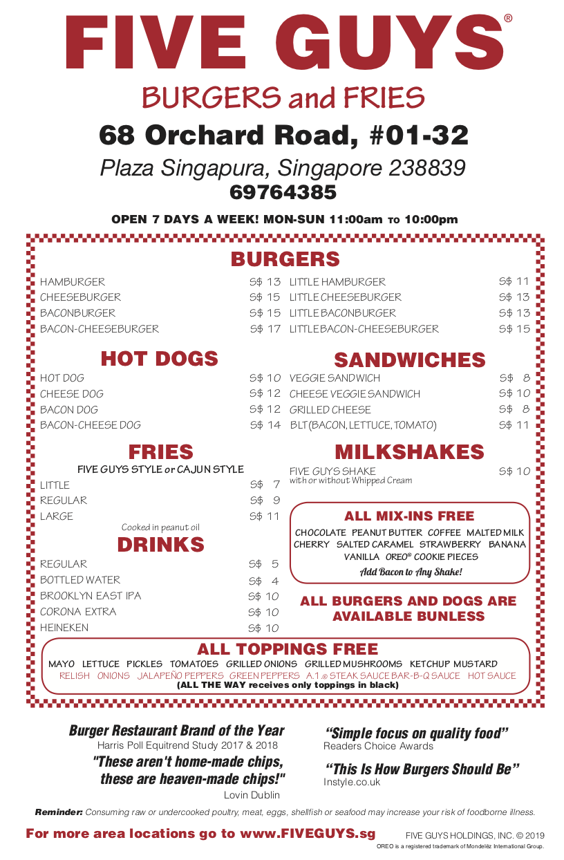 파이브 가이즈 Five Guys Singapore