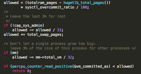 vm.overcommit에 대한 짧은 이야기