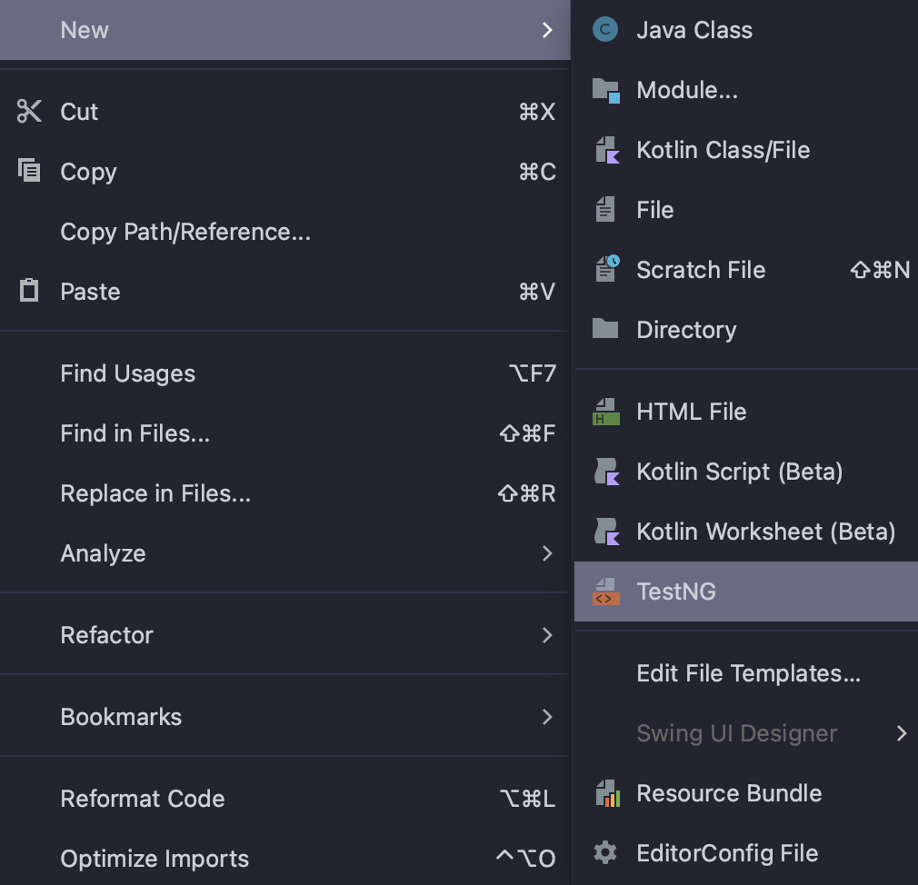 IntelliJ에서 TestNG XML 템플릿 생성하기